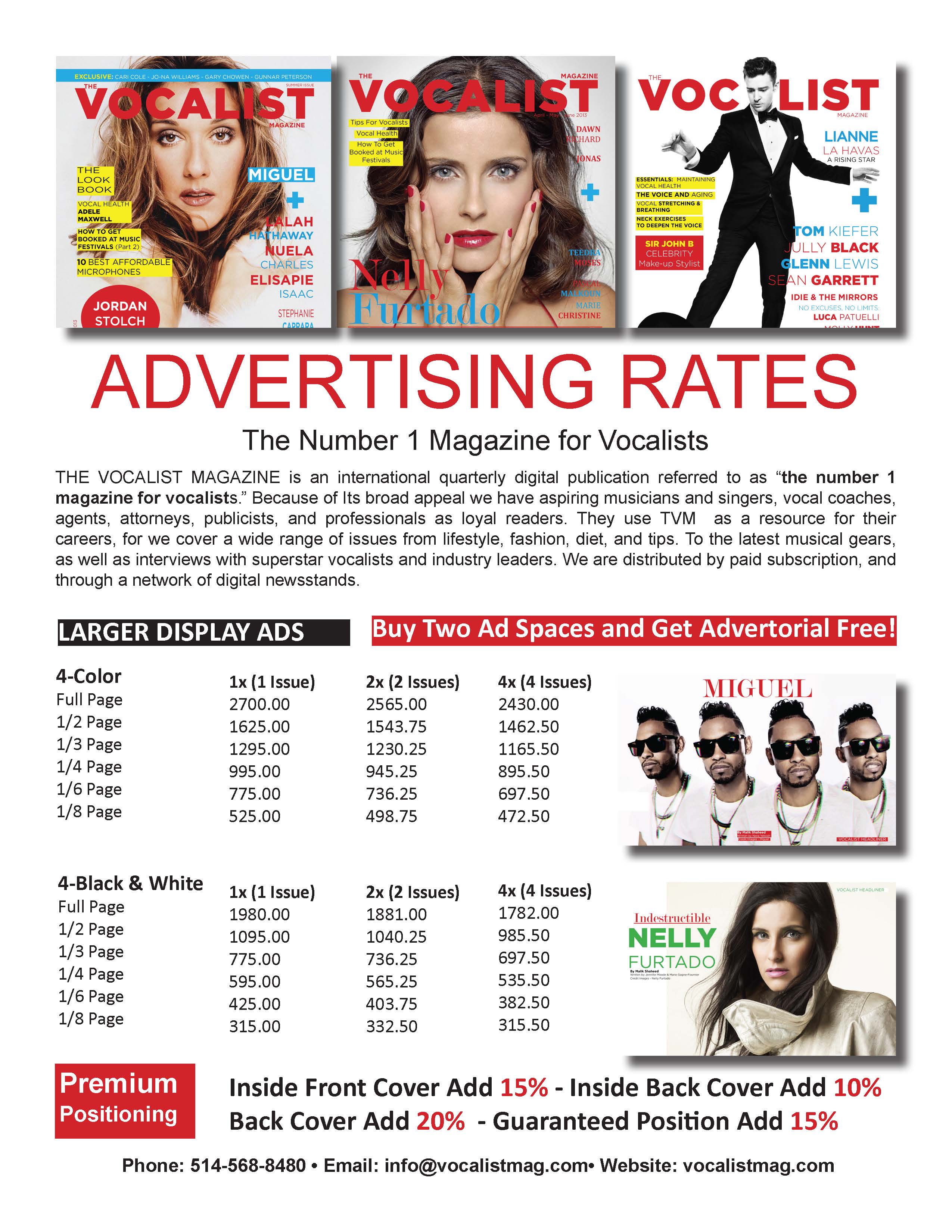 Advertise With Us – THE VOCALIST MAGAZINE